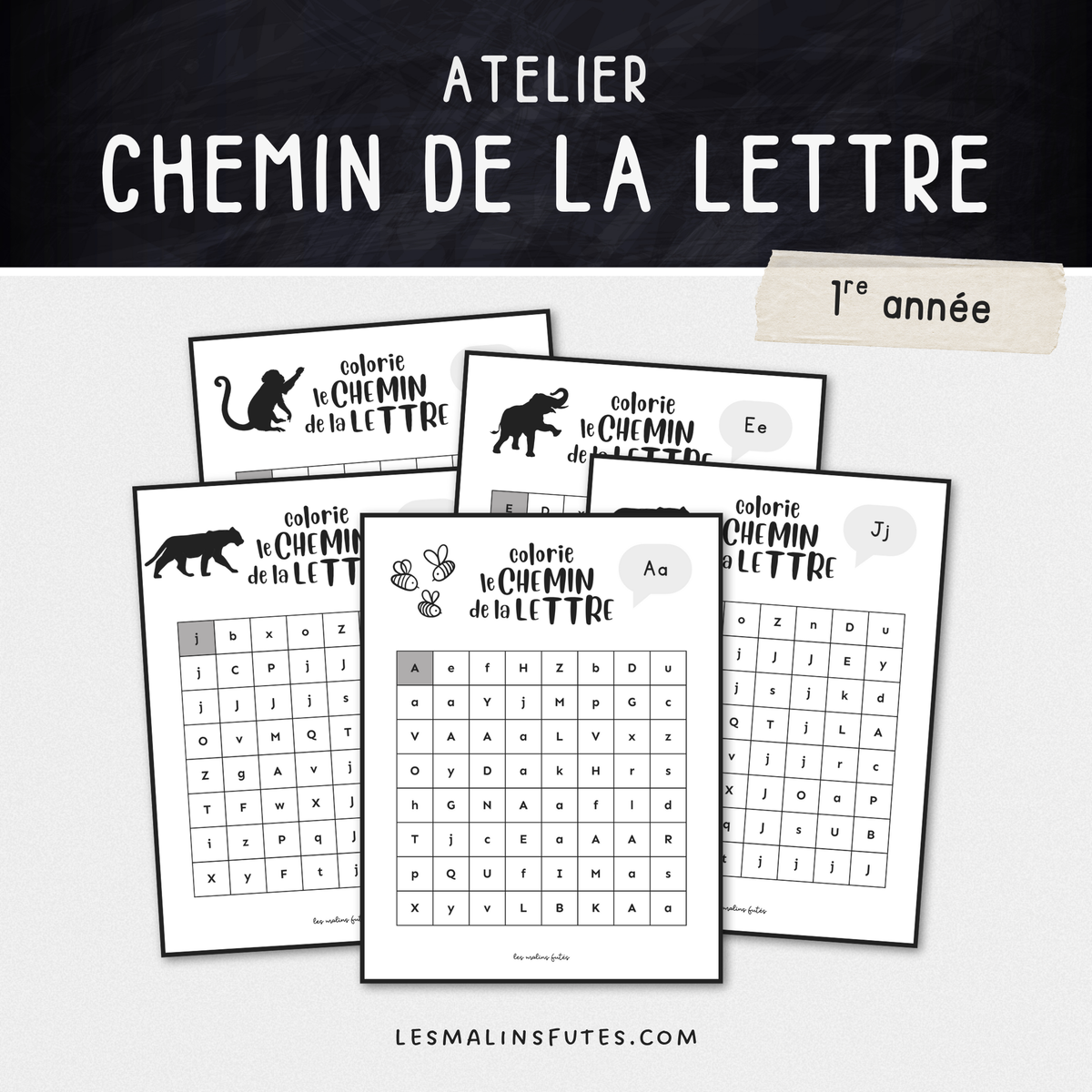 Colorie le chemin de la lettre - 1re année - Majuscules et minuscules ...