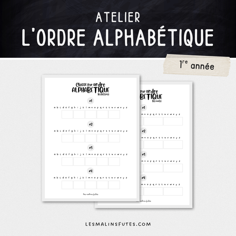 Activité : L'ordre alphabétique - 1re année – Les Malins Futés