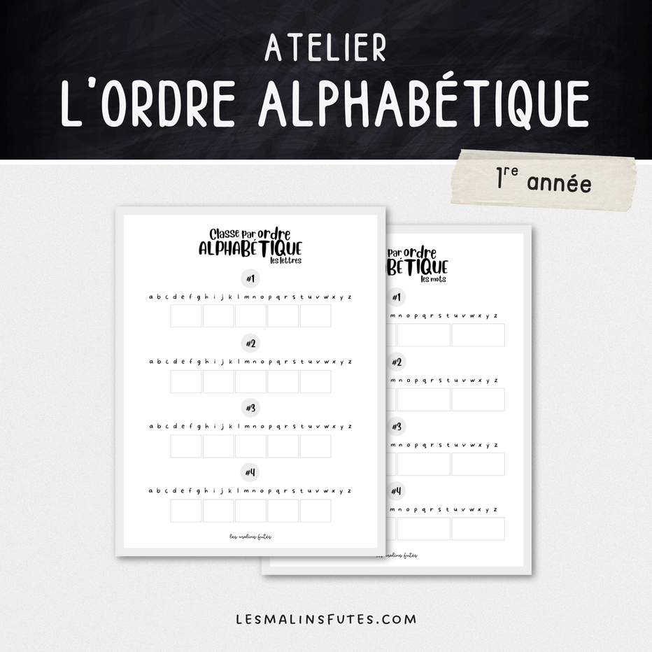 Activité : L'ordre alphabétique - 1re année – Les Malins Futés