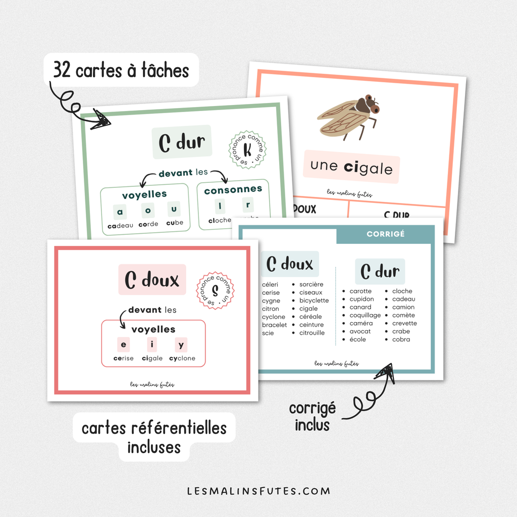 Ensemble de ressources – C doux et C dur | Cahier, cartes à tâches, jeu ...