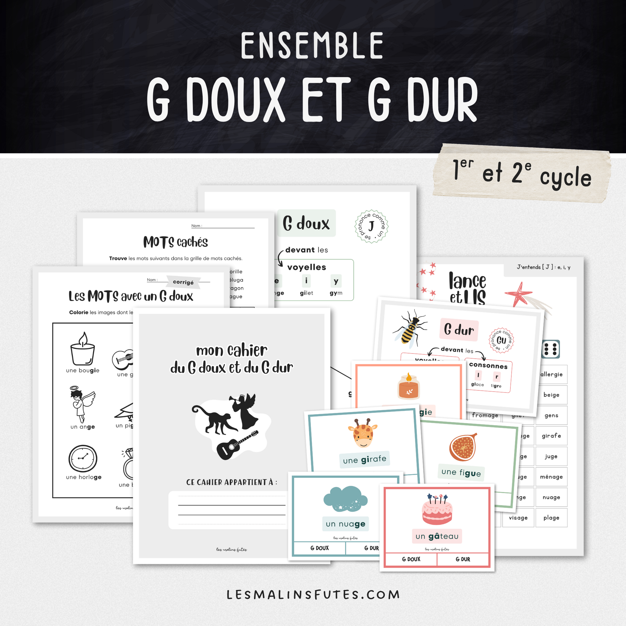 Ensemble de ressources – G doux et G dur | Cahier, cartes à tâches, jeu ...