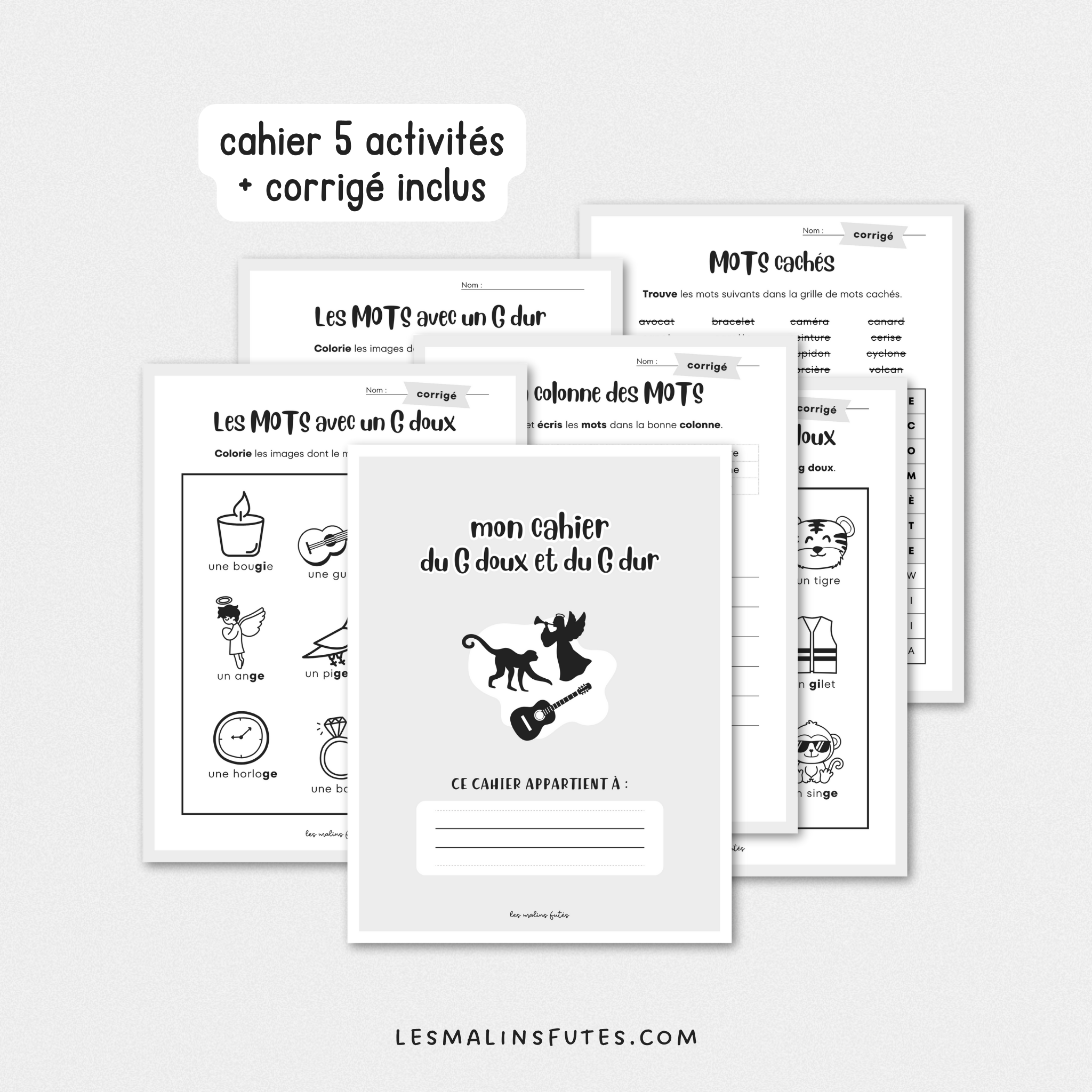 Ensemble de ressources – G doux et G dur | Cahier, cartes à tâches, jeu ...