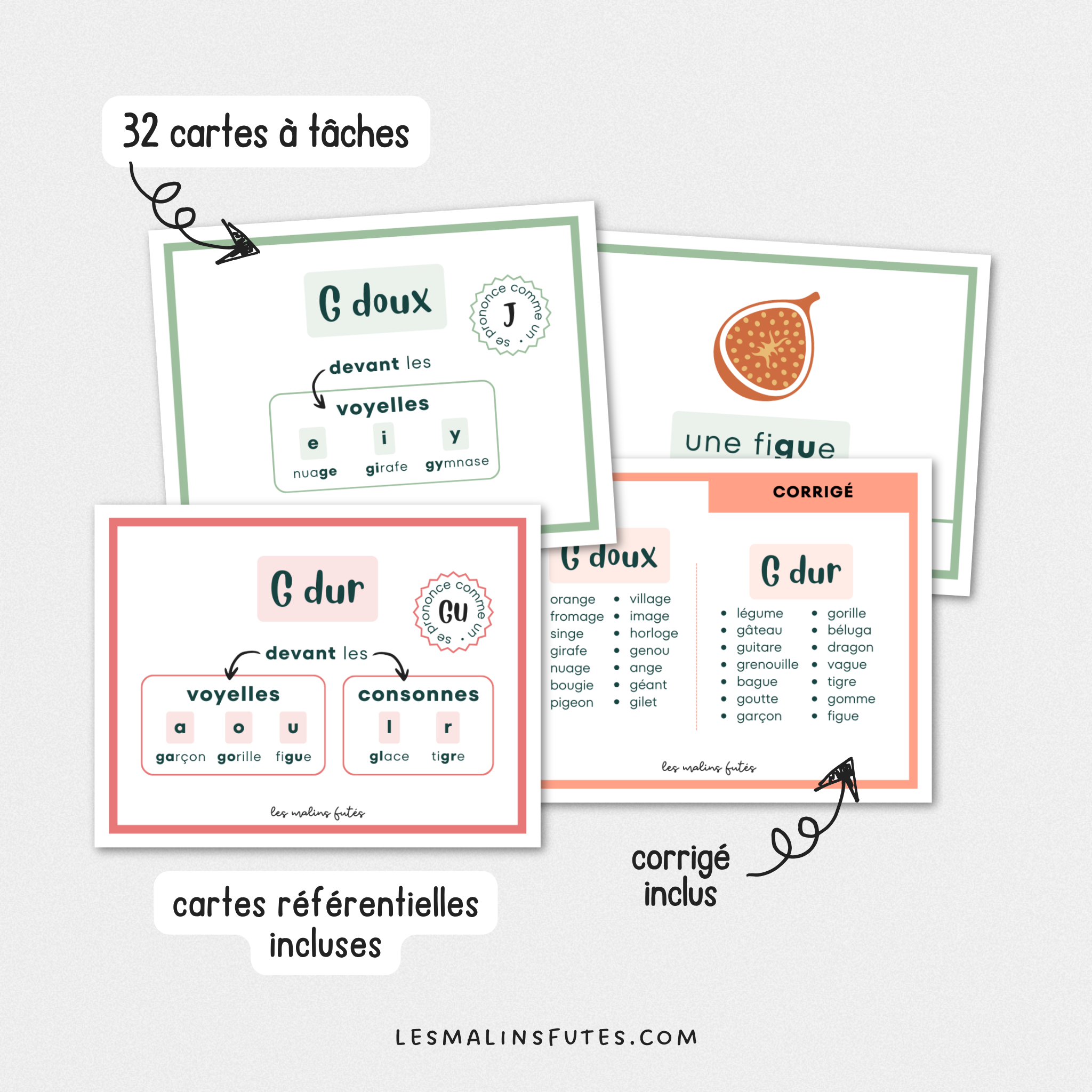 Ensemble de ressources – G doux et G dur | Cahier, cartes à tâches, jeu ...