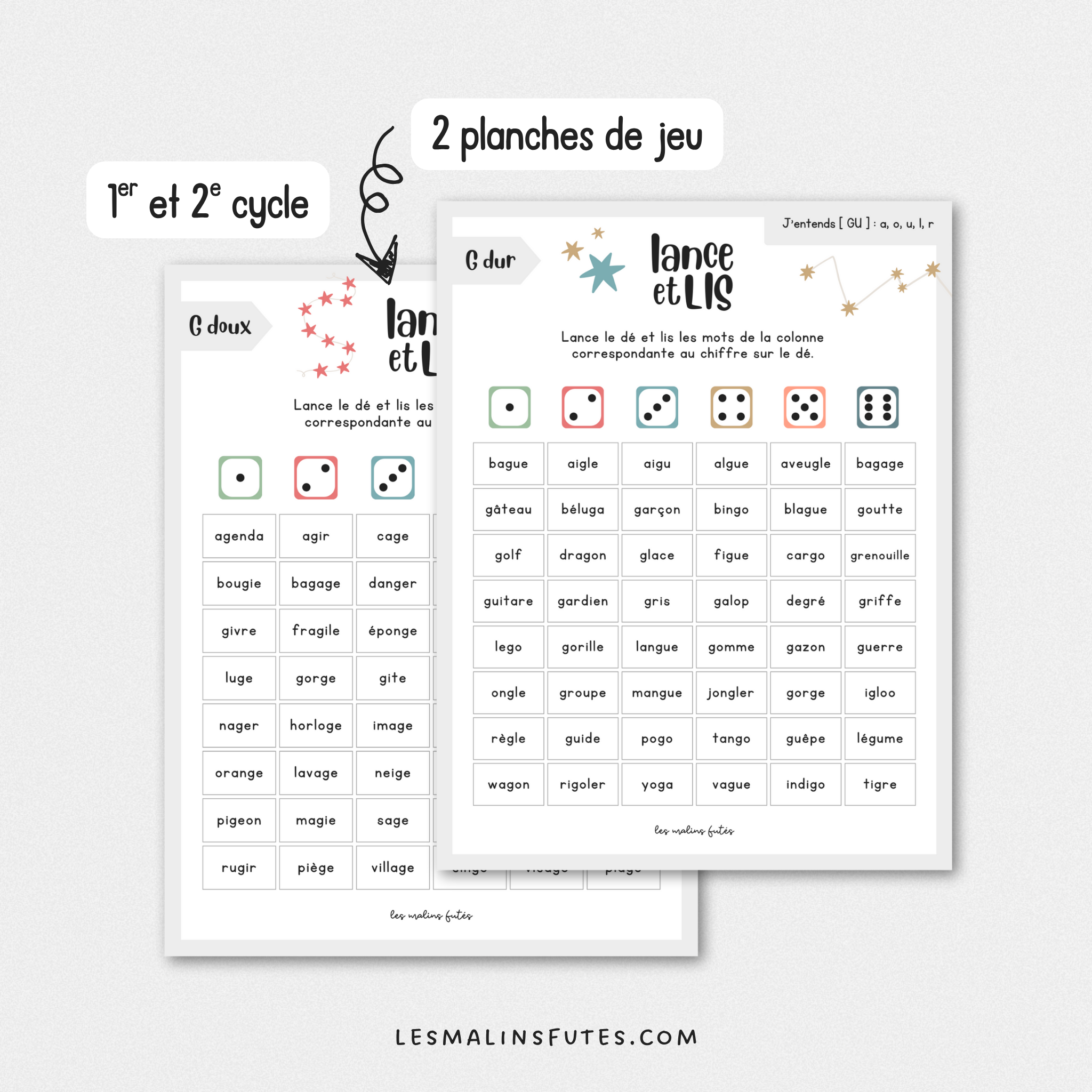 Ensemble de ressources – G doux et G dur | Cahier, cartes à tâches, jeu ...