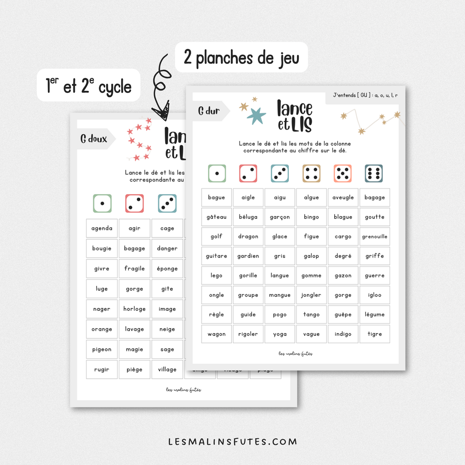 Ensemble de ressources – G doux et G dur | Cahier, cartes à tâches, jeu ...