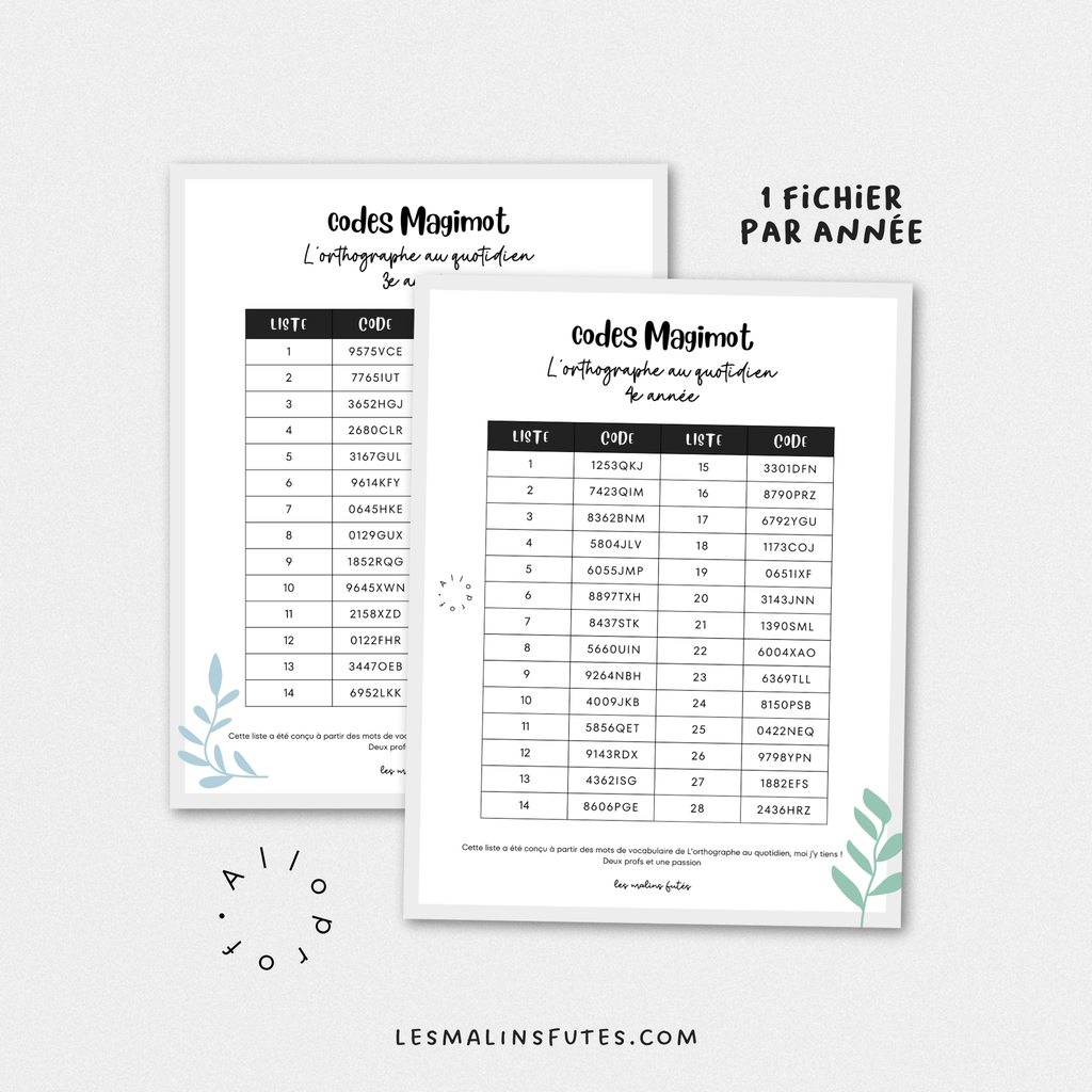 Codes Magimot : L'orthographe au quotidien - 2e cycle – Les Malins Futés