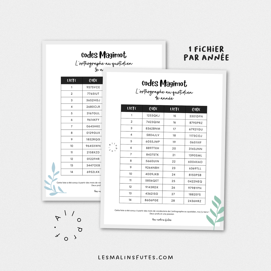 Codes Magimot : L'orthographe au quotidien - 2e cycle – Les Malins Futés