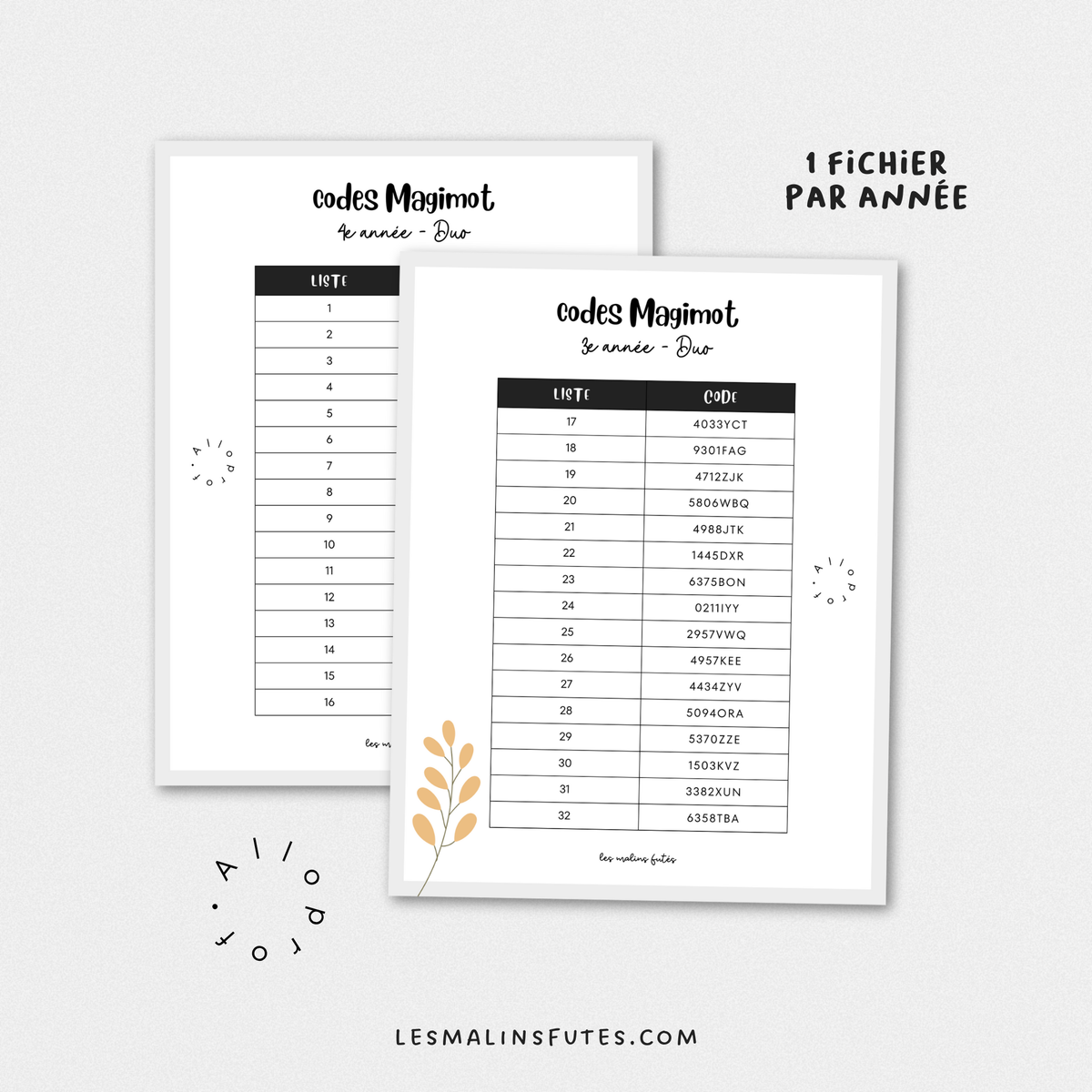 Codes Magimot : Cahier Duo - 2e cycle – Les Malins Futés