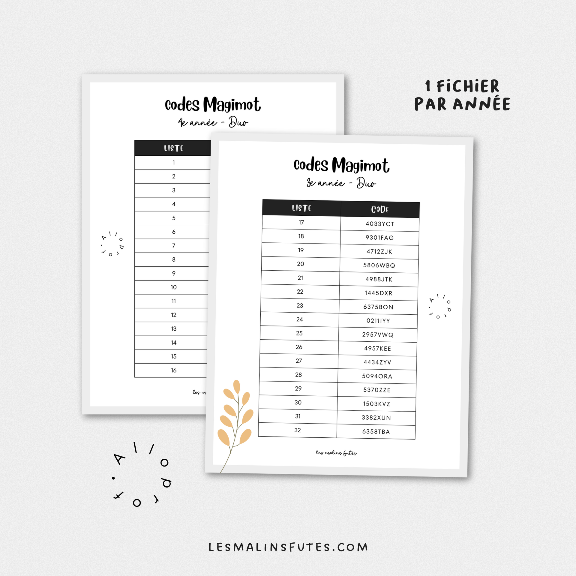 Codes Magimot : Cahier Duo - 2e cycle – Les Malins Futés