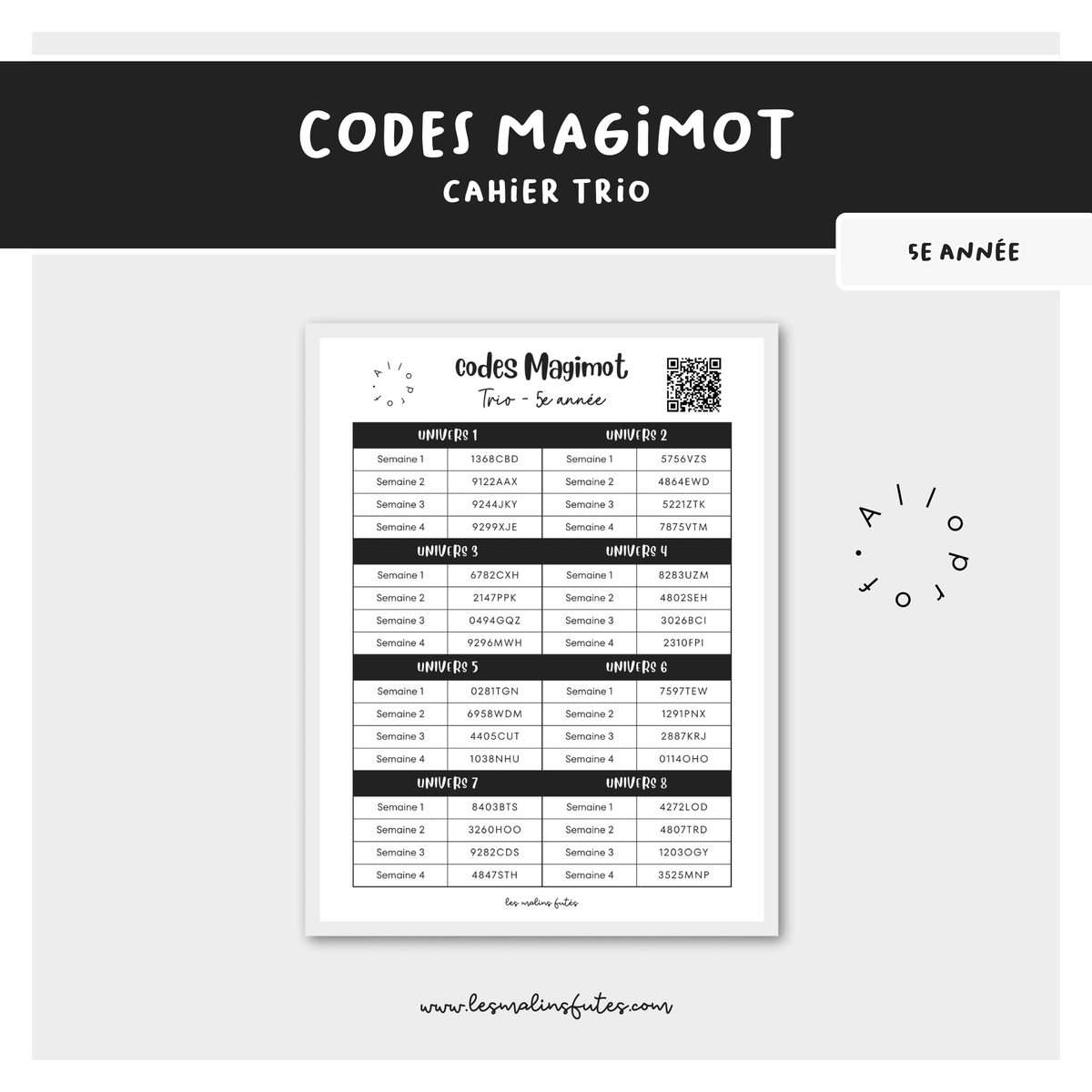 Codes Magimot - cahier Trio – Les Malins Futés