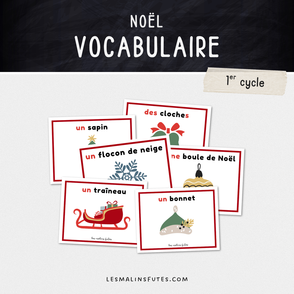 Cartes à tâches : Vocabulaire de Noël - 1er cycle – Les Malins Futés