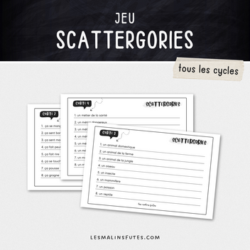 Jeu : Scattergories - pour tous – Les Malins Futés