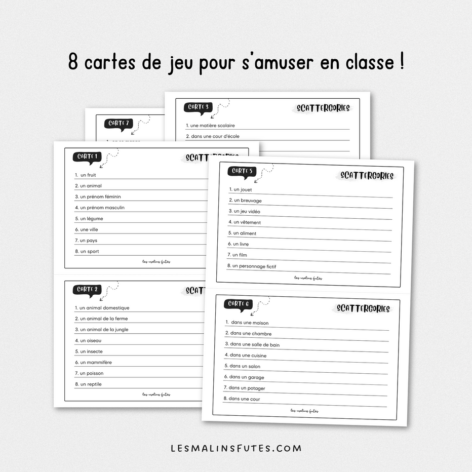 Jeu : Scattergories - pour tous – Les Malins Futés