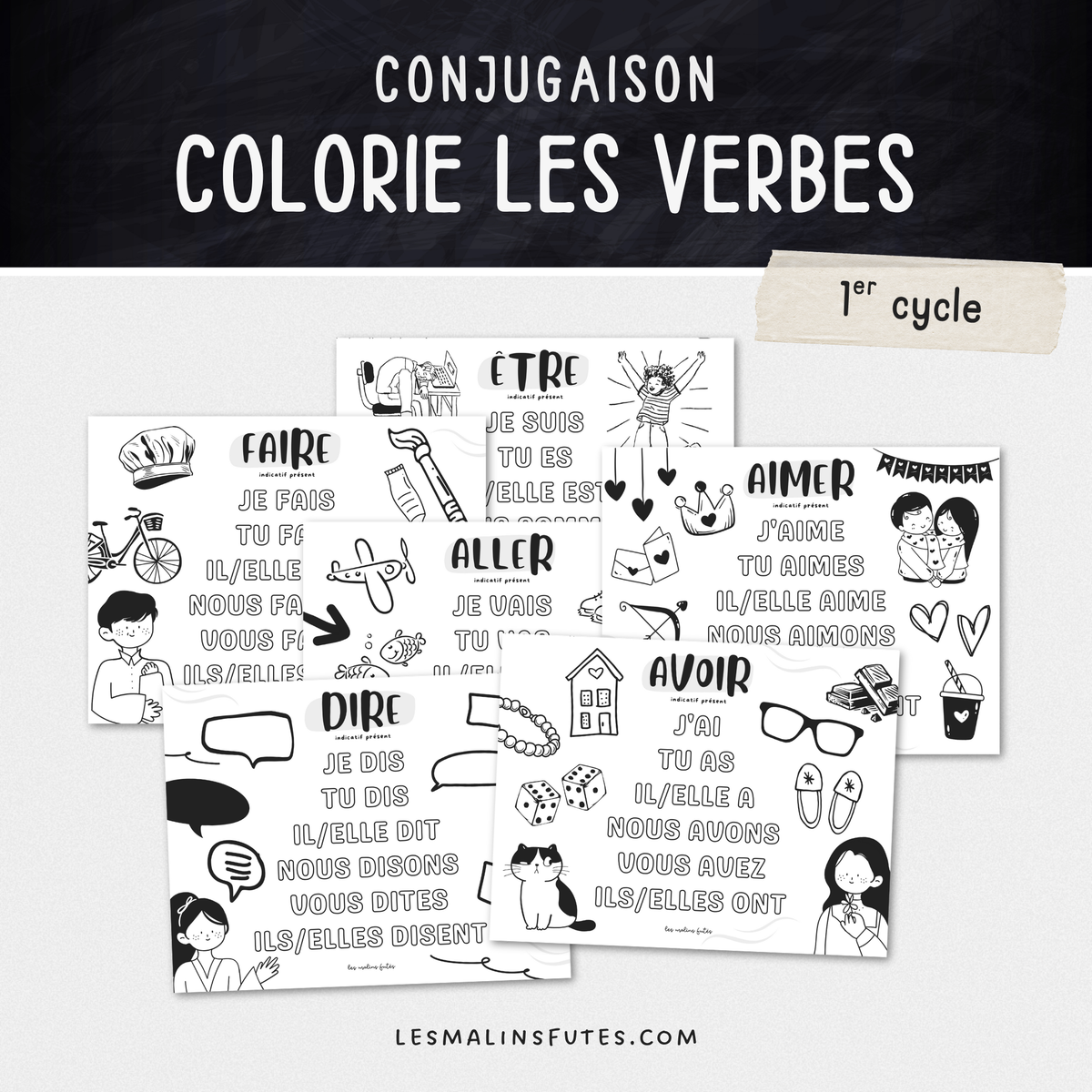 Colorie les verbes (1er cycle) – Les Malins Futés