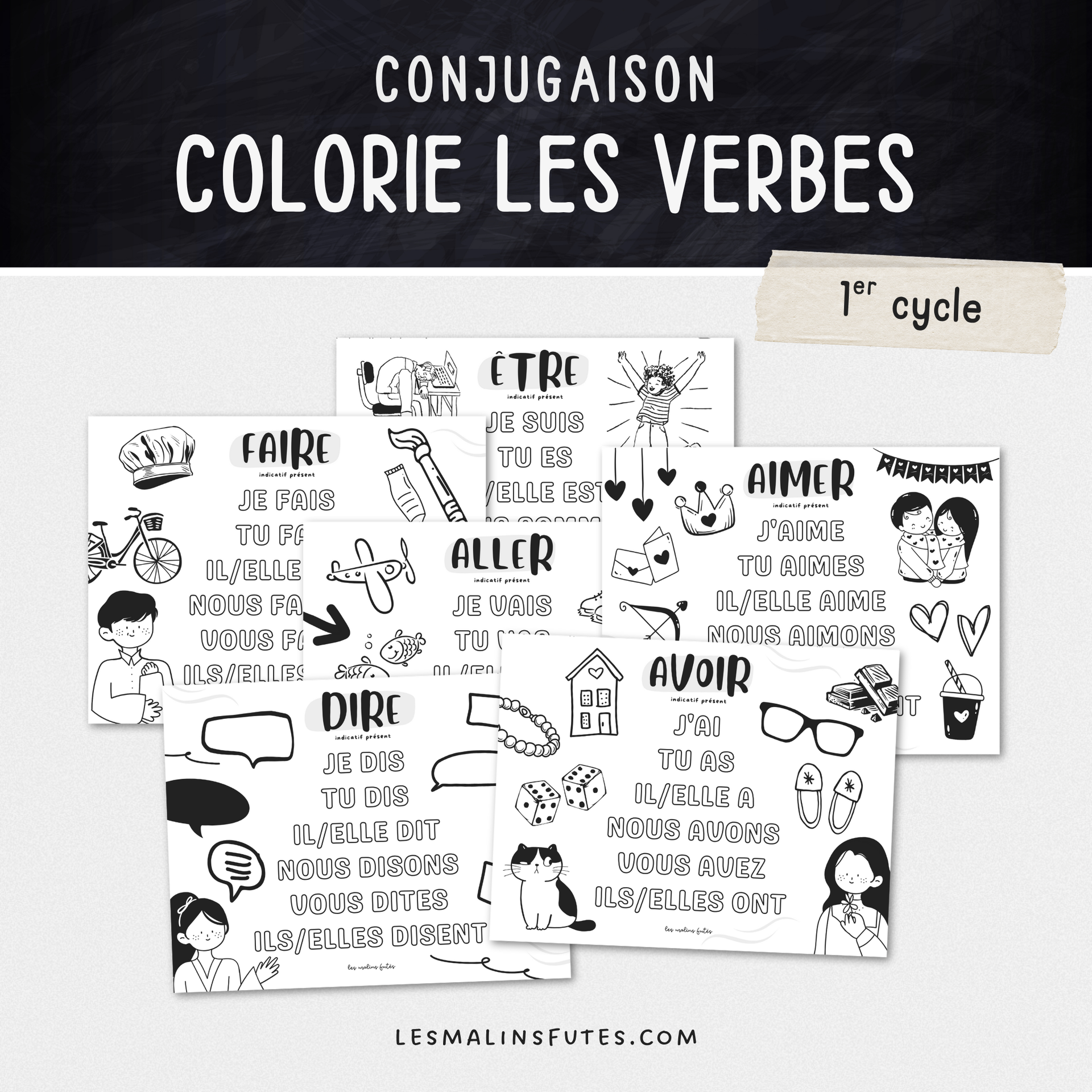 Colorie les verbes - 1er cycle – Les Malins Futés